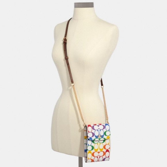 Coach | Bags | Coach Rachel Phone Crossbody In Rainbow Signature Canvas ...